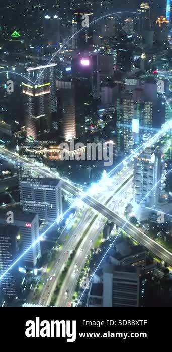 Jakarta, Indonesias capital city, is shown at night with augmented ...