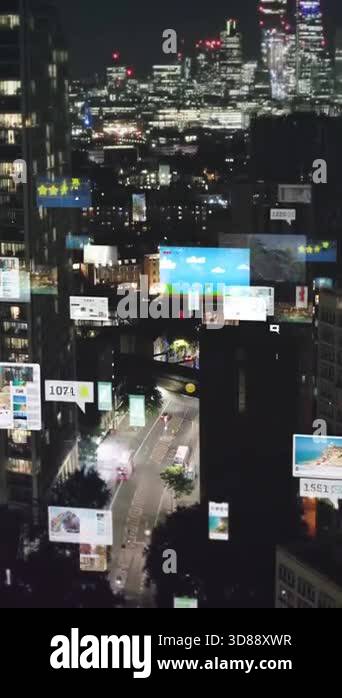 Londons night time skyline glows, enhanced by augmented reality ...