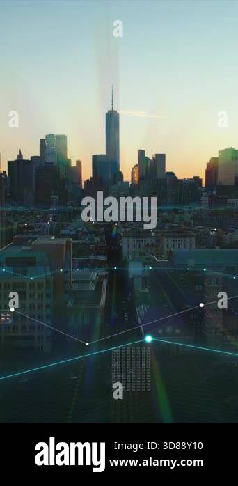 Amazing aerial view of skyline with modern Manhattan skyscrapers ...