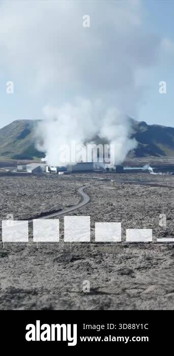 Aerial ascending footage of factory or power plant emitting smoke ...