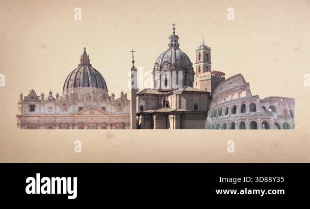 Rome famous landmarks collage. The modern art design from best views of ...