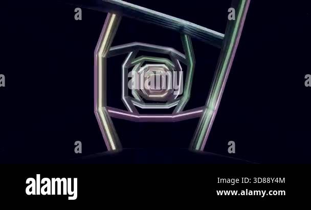 Colorful geometric patterns create a seamless looping visual display ...