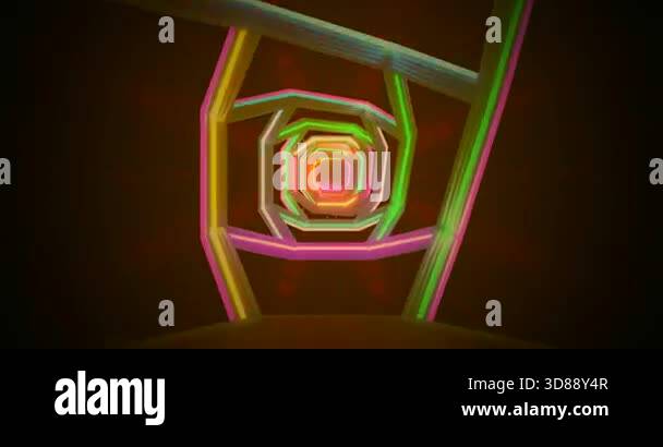 Colorful geometric patterns create a seamless looping visual display ...