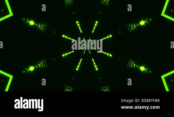 Seamless tunnel visual loop featuring green light patterns for ...
