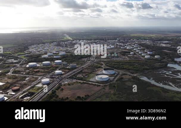 Oil storage tanks at Fawley refinery. One of the most complex ...