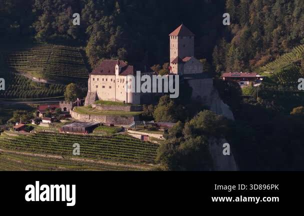 castle tirolo, Italian medieval castle, Merano. surrounded by Alps ...