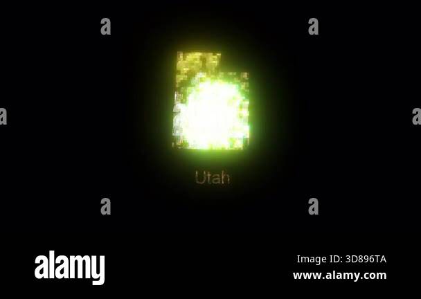 Animated map of utah state with glowing and glitching effects, perfect ...