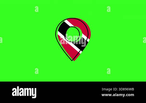 Location icon with flag of trinidad and tobago bouncing on green screen ...