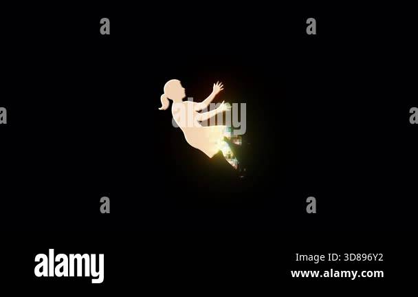 Pixelated female figure falling apart, digitally disintegrating into ...