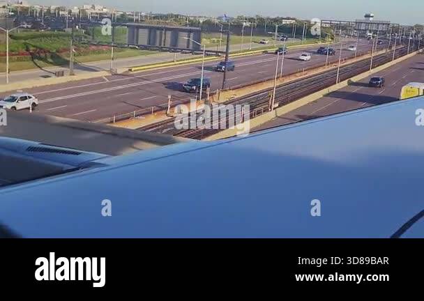 Airplane Crossing Over Highway Before Takeoff at Chicago OHare Airport ...
