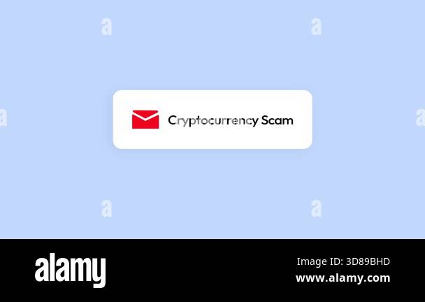 Cryptocurrency Scam notification minimalist on the blue backdrop with ...
