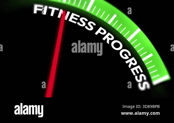 Fitness progress showing on the green glowing meter 4k animation with ...