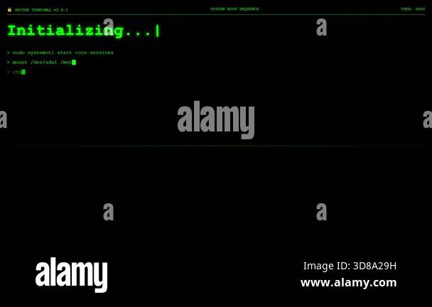 Futuristic System Boot Sequence Animation Green Tech Terminal UI ...