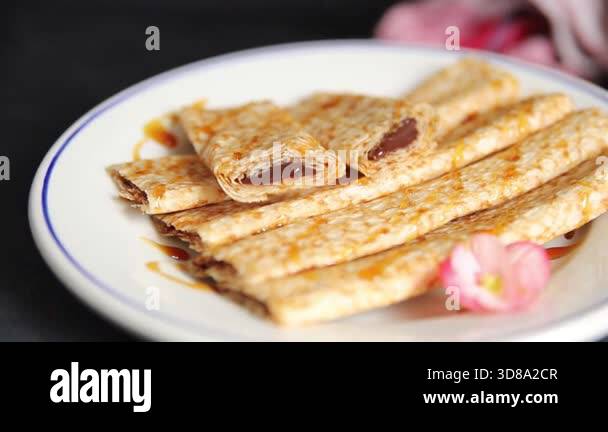 Crepes with chocolate sweet dessert tasty snack fresh gourmet food ...