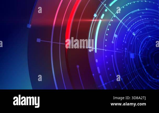 radial hud interface with rotating rings, sensor points and neon data ...