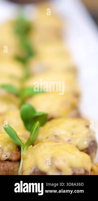 baked champignon mushrooms stuffed with herb cream cheese and topped ...