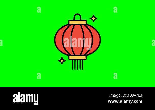 Red hanging lantern animation with bold outlines and shimmering ...