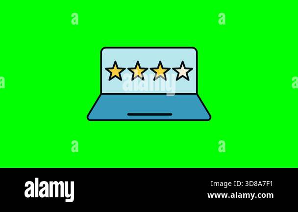 Modern laptop animation highlighting star rating system on light blue ...