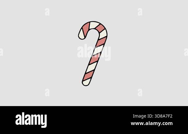 Playful holiday candy cane animation with pastel pink and cream ...