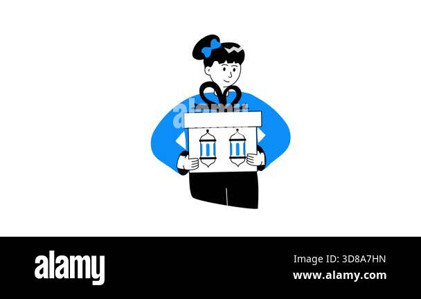 A girl holding gift box in her hands, denoting concept animated ...