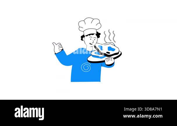 Chef holding beef streaks, cooked meat, eid al adha meat dish vector ...