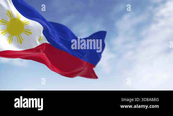 Philippines national flag waving. Two equal horizontal blue and red ...