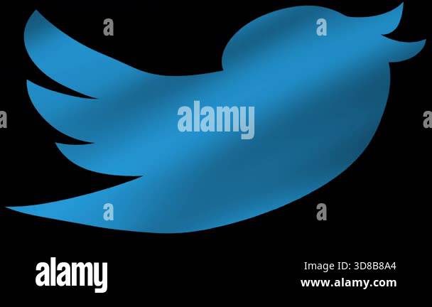 Waving flag animation video template of old twitter logo.Blue twitter ...