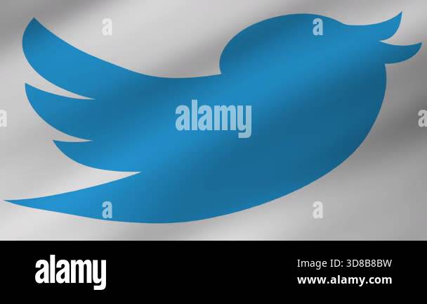 Waving flag animation video template of old twitter logo.Blue twitter ...