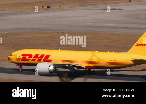 HONG KONG - JANUARY 28, 2025: Cargo airplane Boeing 777 of DHL, D-AALT ...