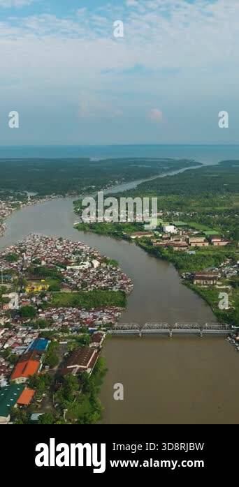 Aerial view of river Cotabato City in Mindanao, Philippines. Cityscape ...