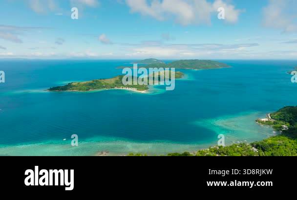 Tropical landscape of Islands with blue sea and corals. Logbon Island ...