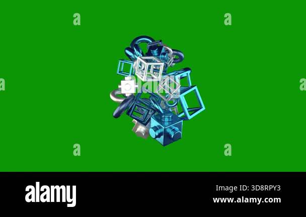 3 d rendering blue abstract green technology logo Stock Video Footage ...
