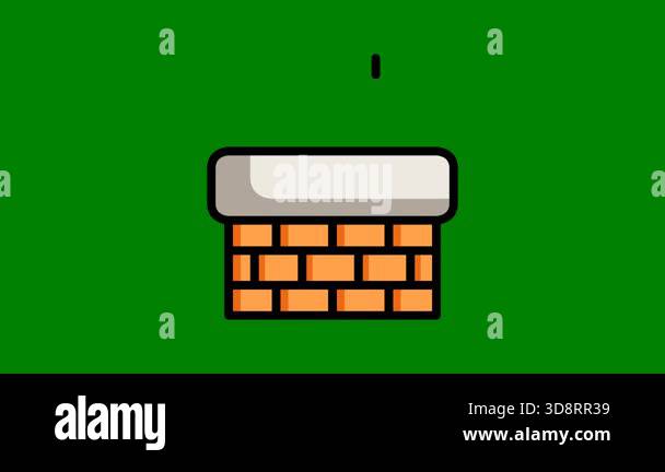 green wall with wooden cube icon isolated on black background. wooden ...