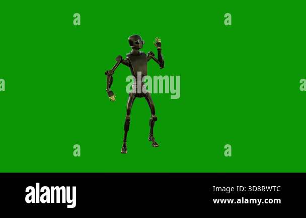 a 3 d rendering of a green figure with a screen isolated on a black ...