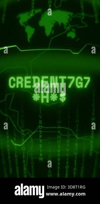 Old green Vertical Retro CRT screen showing text CREDENTIAL LEAK ...