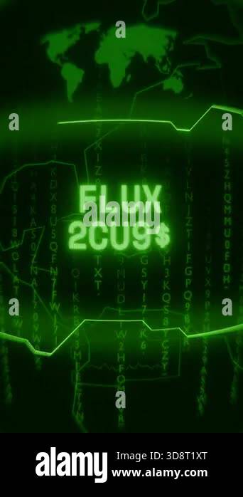 Old green Vertical Retro CRT screen showing text FLUX CHECK appearing ...