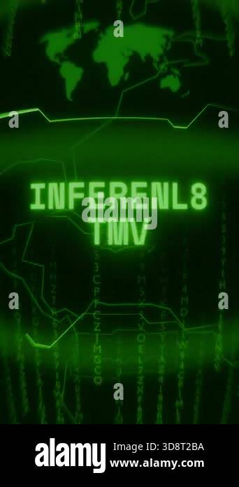 Old green Vertical Retro CRT screen showing text INFERENCE RUN ...