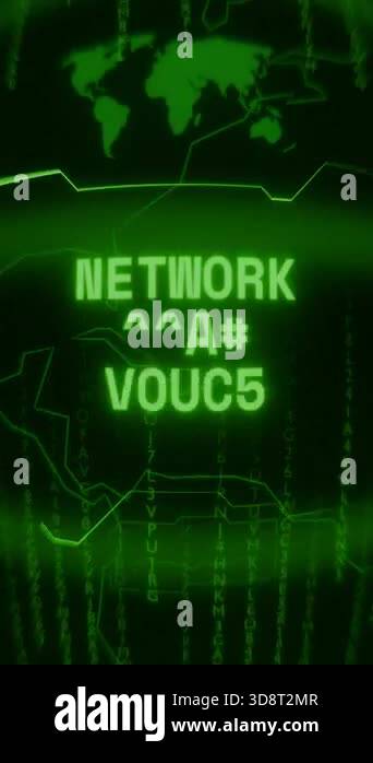 Old green Vertical Retro CRT screen showing text NETWORK CARD ERROR ...