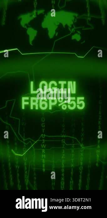 Old green Vertical Retro CRT screen showing text LOGIN FAILURE ...