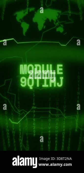 Old green Vertical Retro CRT screen showing text MODULE ACTIVE ...