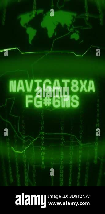 Old green Vertical Retro CRT screen showing text NAVIGATION ACTIVE ...