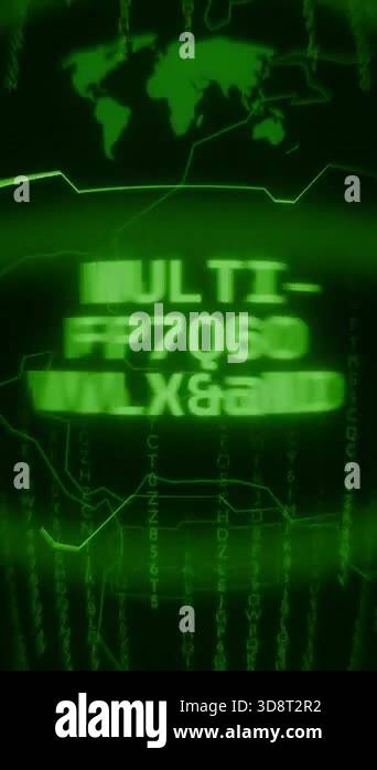 Old green Vertical Retro CRT screen showing text MULTI-FACTOR REQUIRED ...