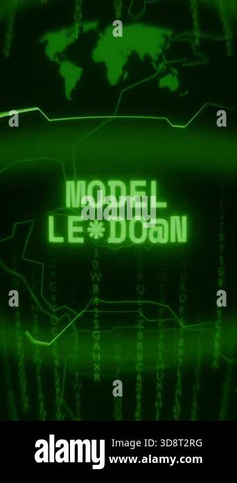 Old green Vertical Retro CRT screen showing text MODEL LOADING ...