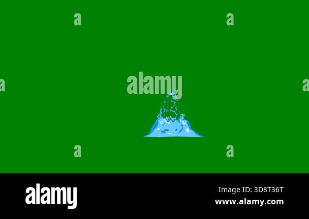 a splash of water in the form of a drop on a green background. 3 d ...