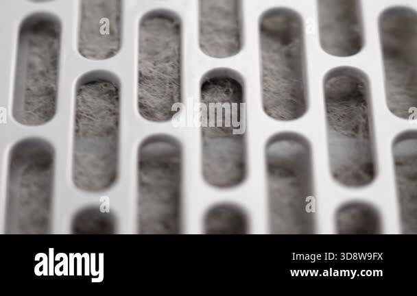 Plastic filter of home ventilation air purifier contaminated with grey ...