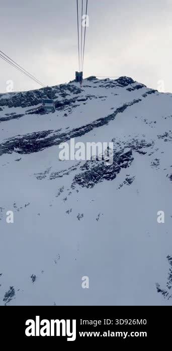 Winter Landscape, Real-Time Cable Car Ride at Glacier 3000, Swiss Alps ...