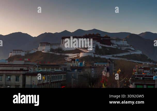 Winter views of the Potala Palace in Lhasa, Tibet, China Stock Video ...