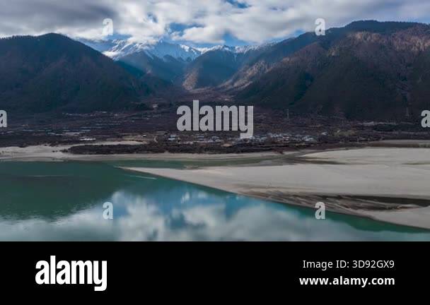 Aerial view of the Yarlung Tsangpo Grand Canyon and Namcha Barwa Peak ...