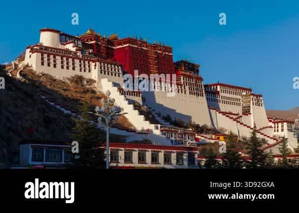 Winter views of the Potala Palace in Lhasa, Tibet, China Stock Video ...