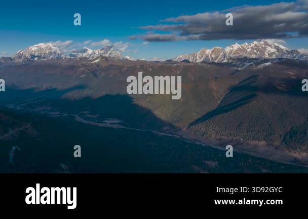 Aerial view of the Yarlung Tsangpo Grand Canyon and Namcha Barwa Peak ...